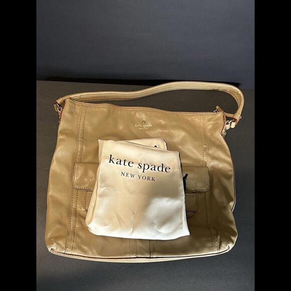 kate spade | Bags | Kate Spade Tan Leather 2 Front Pocket Hobo Purse ...